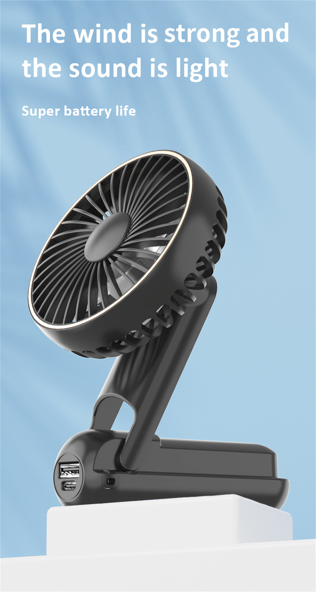3Life Portable Folding Fan Rechargeable Handheld Fan 2500mAh 5 Wind ...