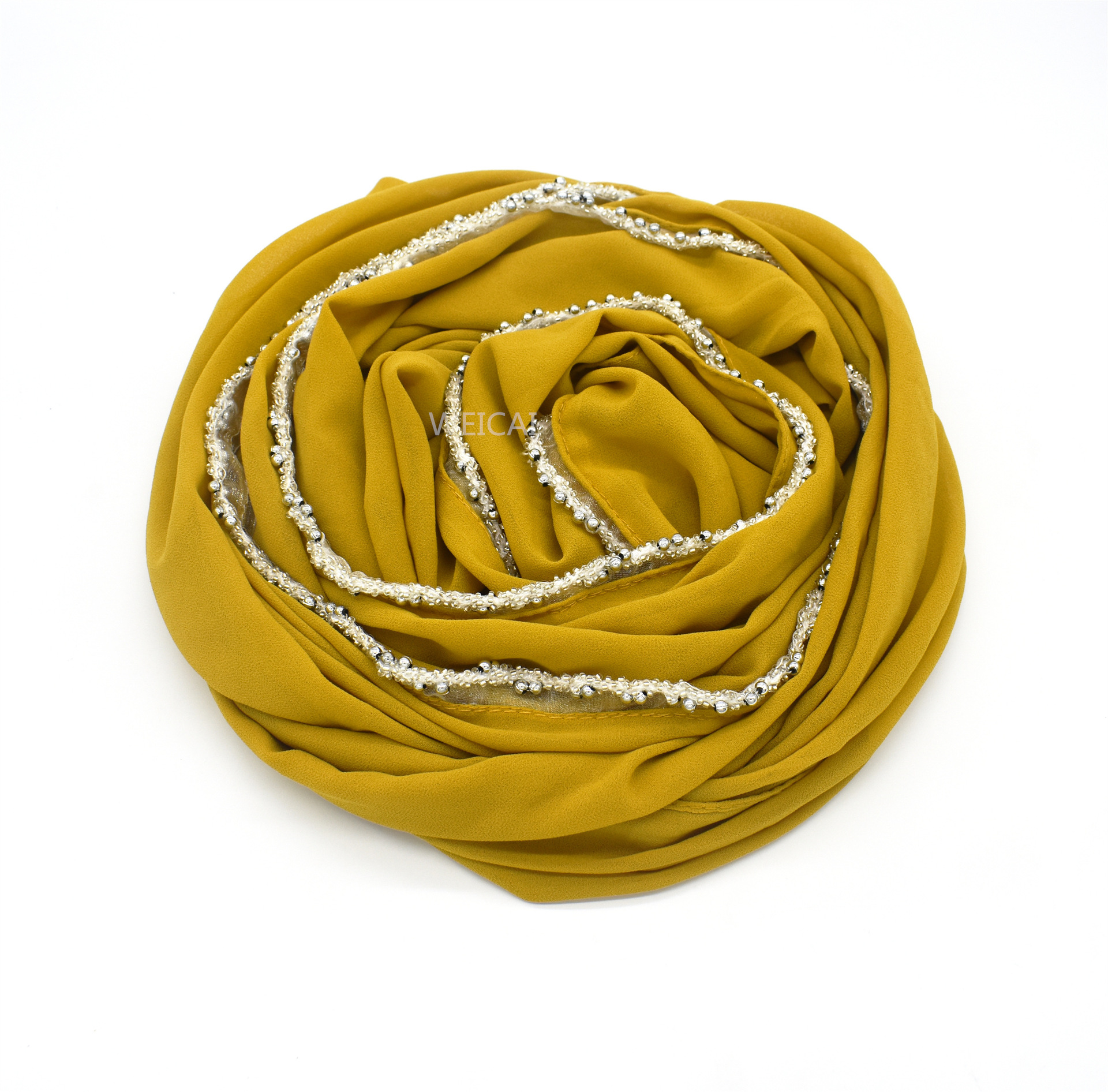 Jifang Big and Small Beads Chain Plain Bubble Chiffon Shawl Manik ...