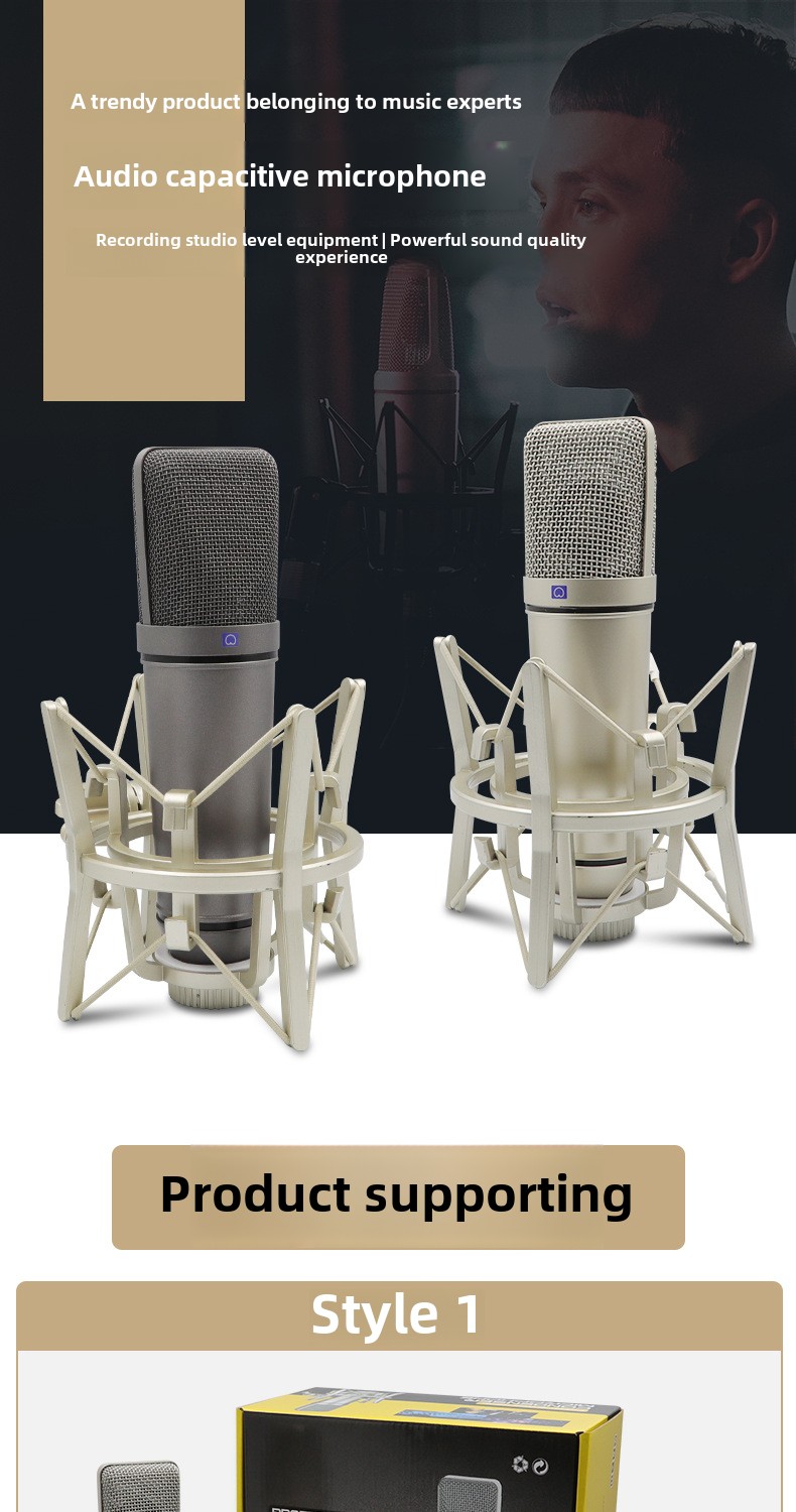 U87, Microphone, suspended, 48V capacitor, live streaming set, large ...