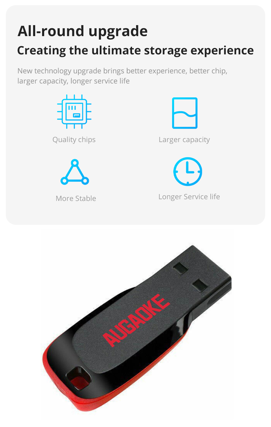 AUGAOKE Pen Drive Waterproof USB Flash Drive for PC 4 to 128GB Large ...