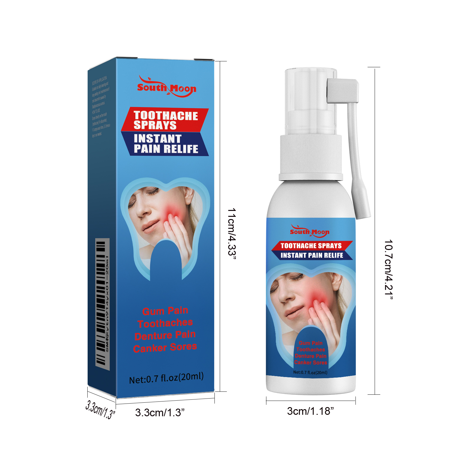 South Moon Toothache Sprays 20ml Instant Pain Relife Gum Swelling And ...