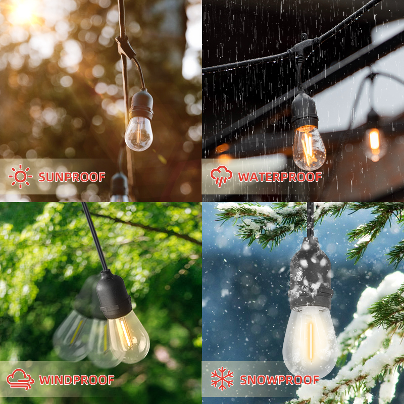 Led Bulb String Lights Outdoor Waterproof Holiday Party Lights 30/20M ...