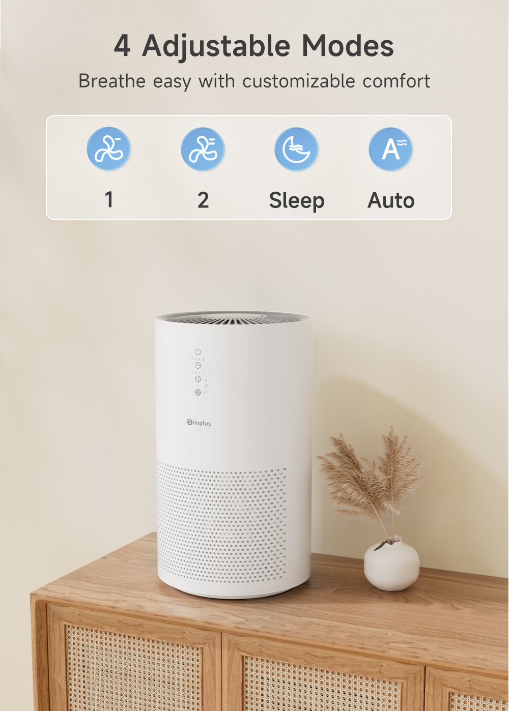 Simplus Air Purifier | 330m³/h CADR | 35dB Ultra-Quiet | Removes Dust ...