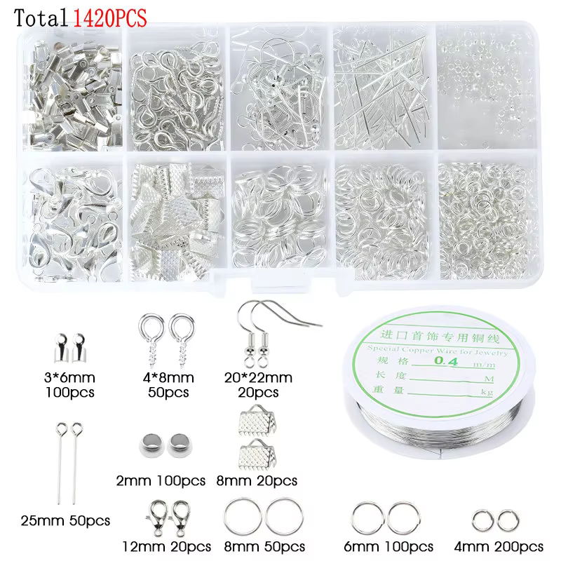 Silver Color Alloy Accessories Jewelry Findings Set Earring Making Kit ...
