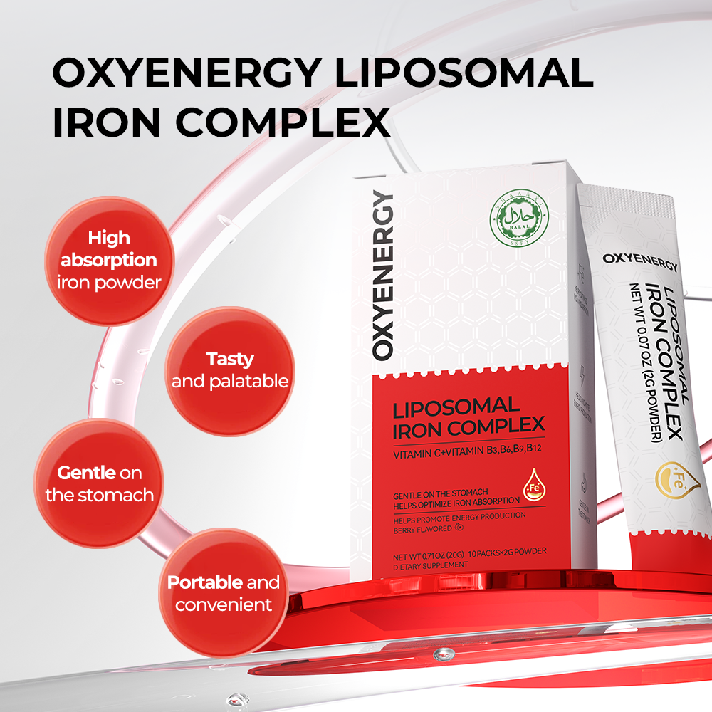 Oxyenergy Liposomal Iron Complex Powder Lipid with Vitamin C for 10X Better Absorption & Skin ...