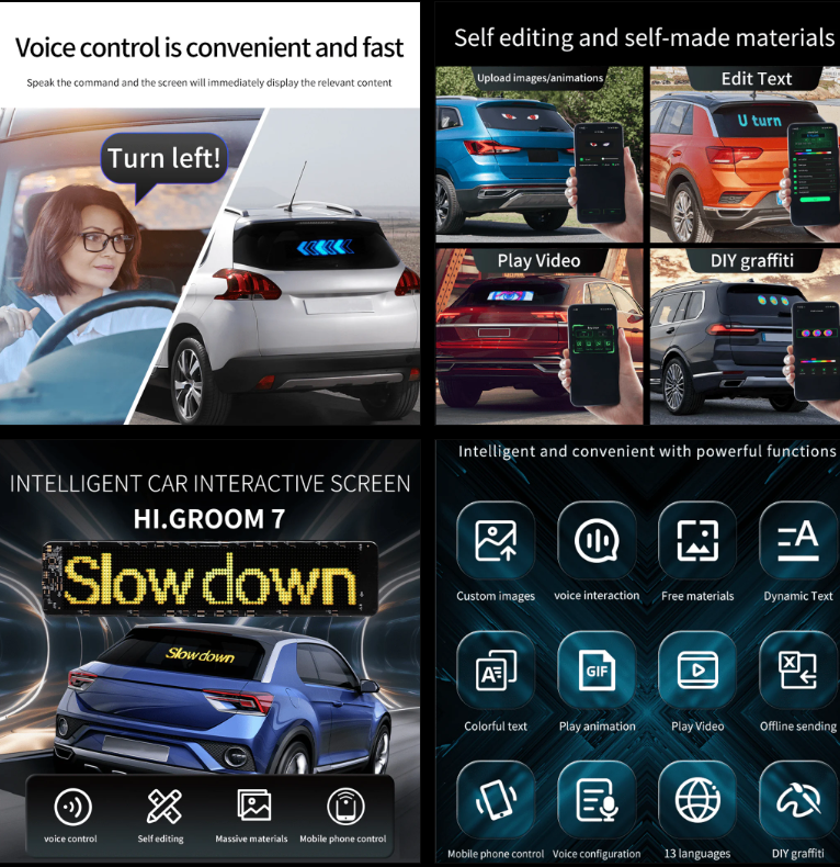 LED Matrix Pixel Panel Car Display Screen Scrolling Advertisement ...