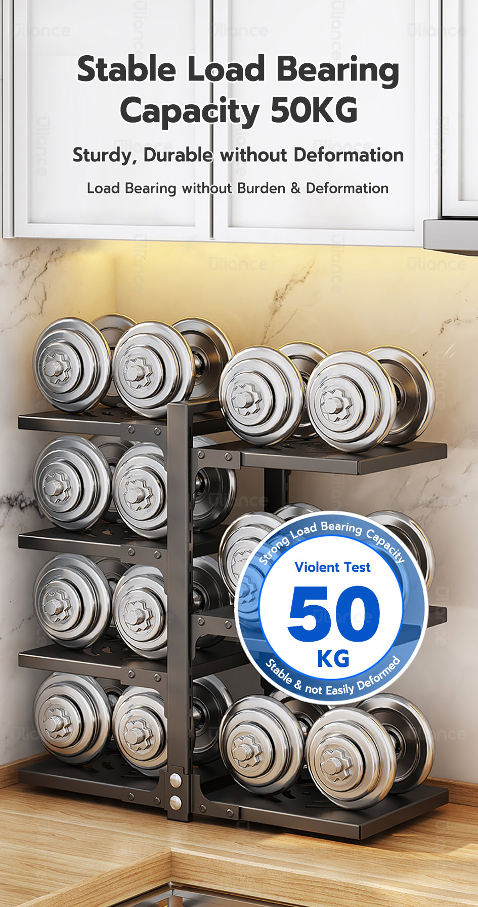 Uliance 2-5 Tiers Adjustable Pot and Pan Rack Organizer Rak Bawah Sinki ...