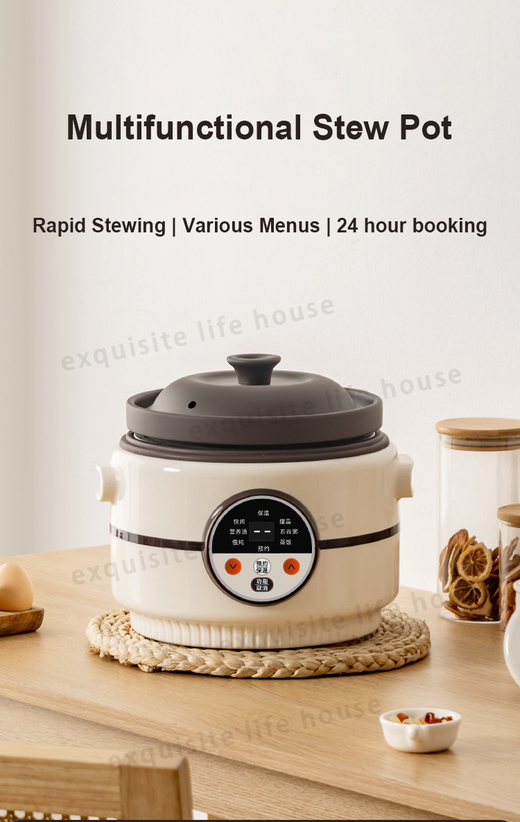 1.8L/3.8L Electric Slow Cooker Automatic Electric Stew Pot Multi ...