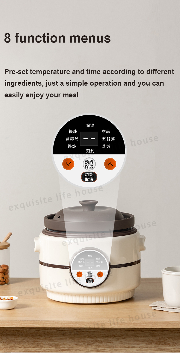 1.8L/3.8L Electric Slow Cooker Automatic Electric Stew Pot Multi ...