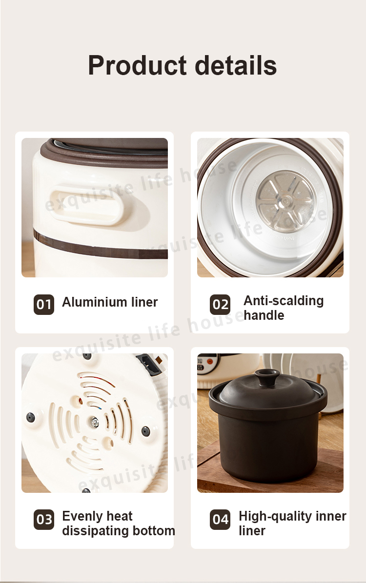 1.8L/3.8L Electric Slow Cooker Automatic Electric Stew Pot Multi ...