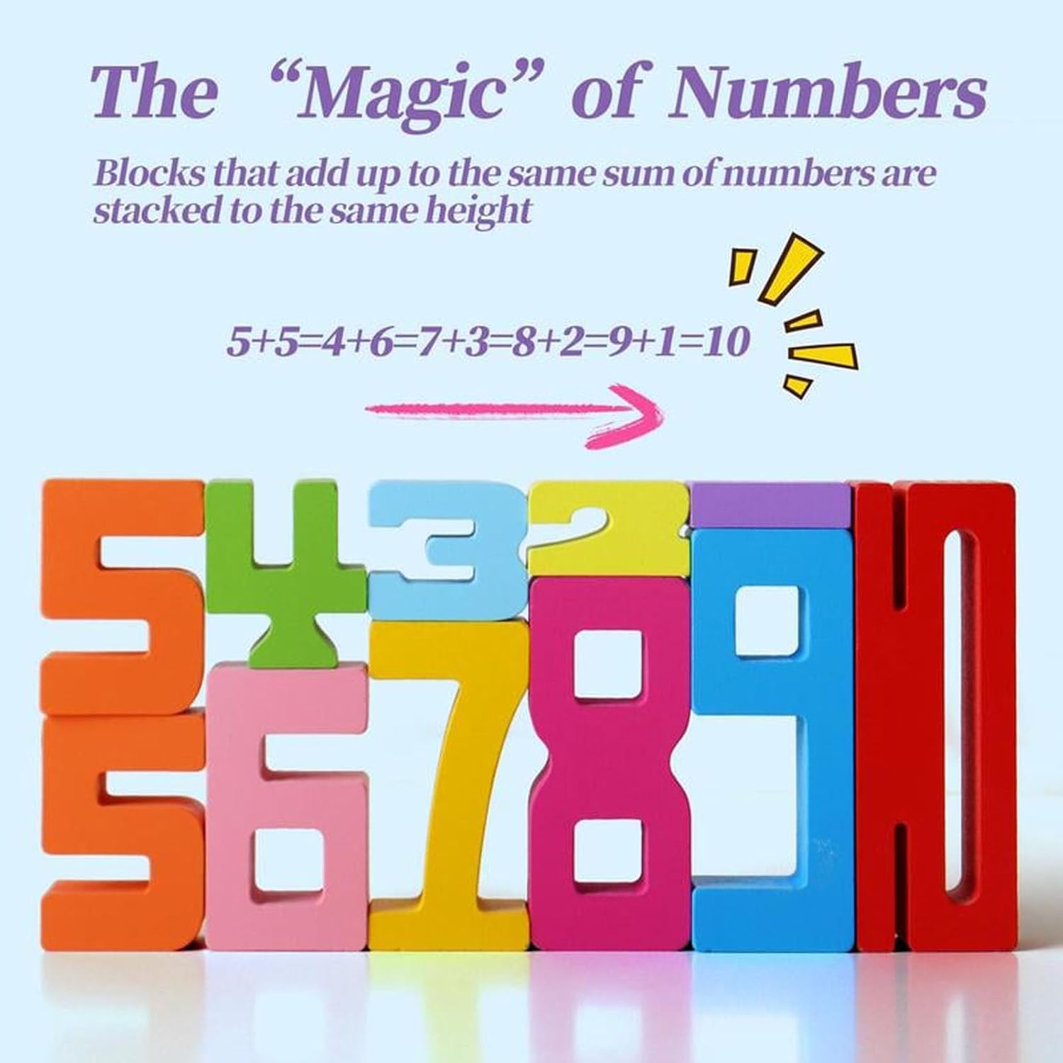 Wooden Number Building Blocks, Montessori Wooden Educational Number ...