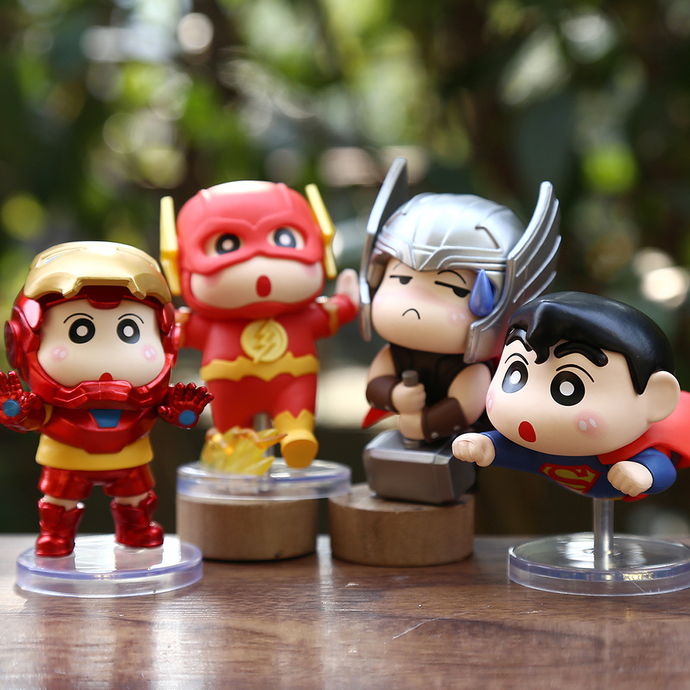 6Pcs/Set 6-9cm Anime Crayon Shin-chan Cosplay The Avengers Captain ...