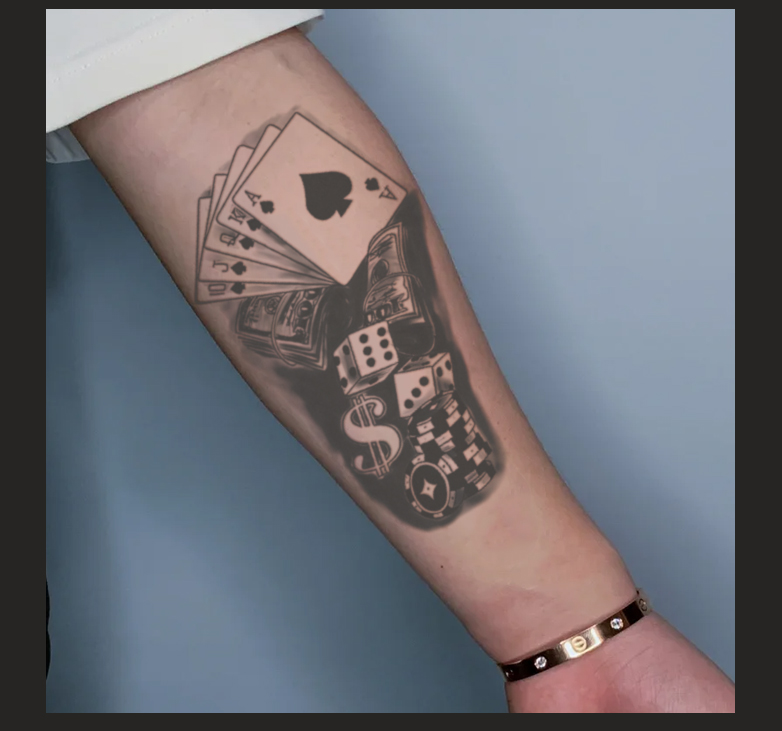 15 Days Waterproof Poker Dice Temporary Tattoo For Arm Leg Men Women ...