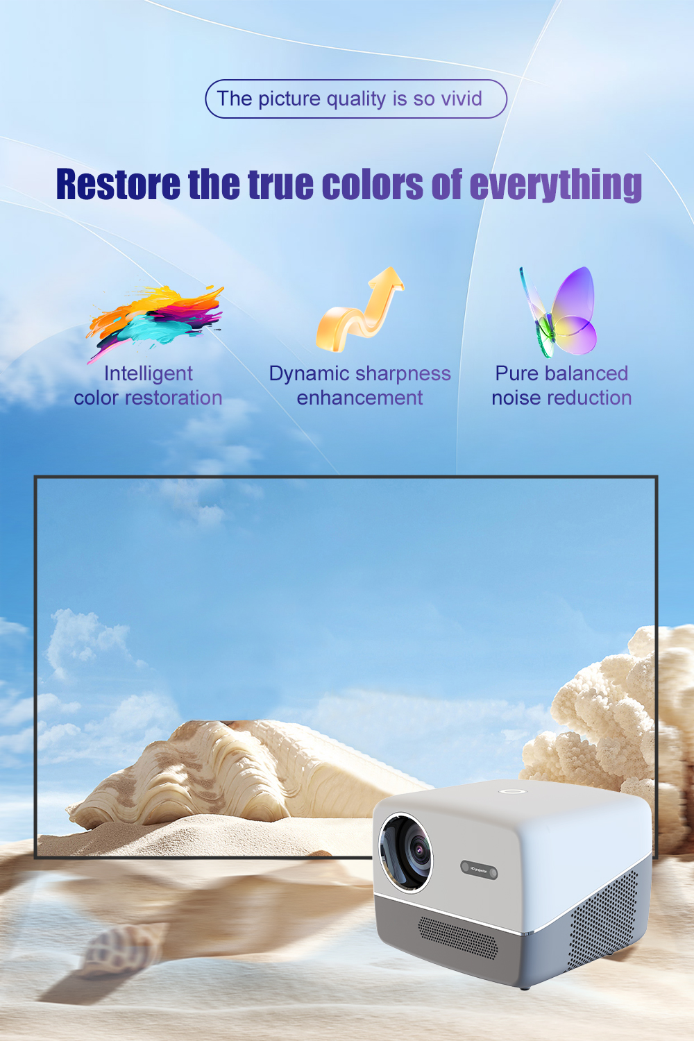 康佳/Konka 4K projector E20pro fully enclosed optical machine auto focus ...