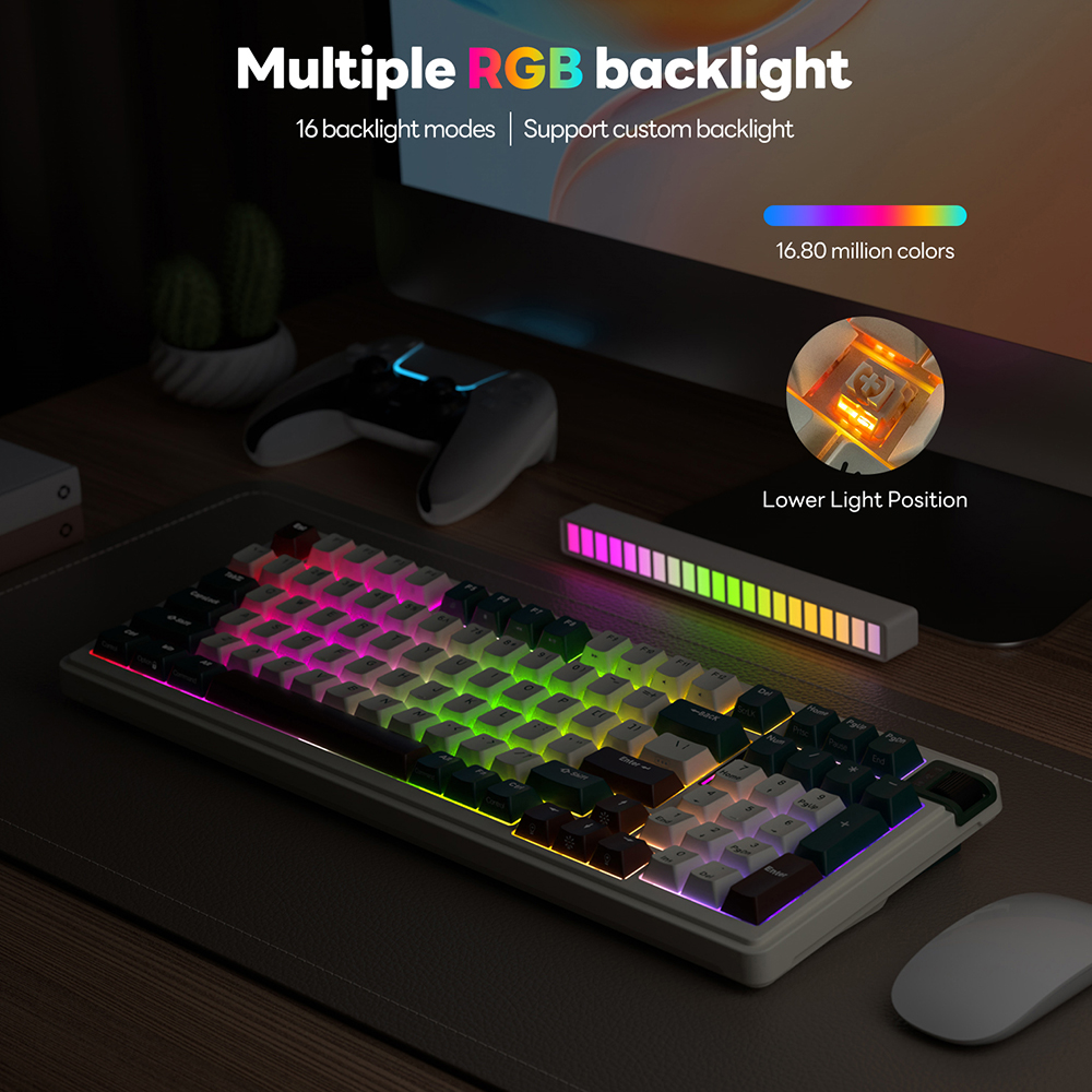 KZZI Kezhi K98 Meteorite Grey 98 Key Gasket Structure Three-Mode Bluetooth Wireless With Roller ...