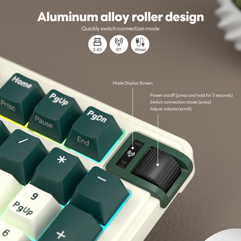 KZZI Kezhi K98 Meteorite Grey 98 Key Gasket Structure Three-Mode Bluetooth Wireless With Roller ...