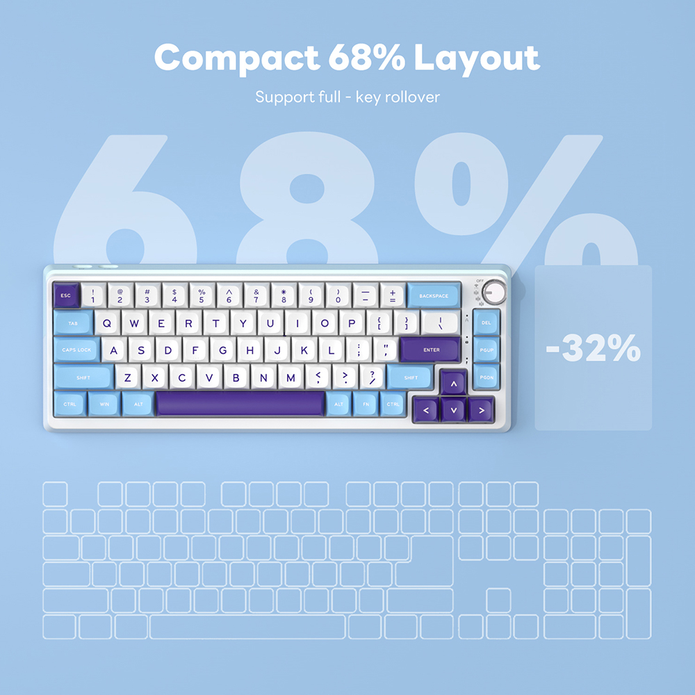 KZZI K68 Pro 67 Key Gasket Structure Three-Mode Bluetooth Wireless With Knob RGB Mechanical ...