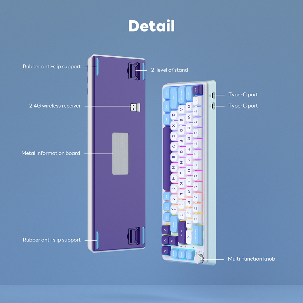 KZZI K68 Pro 67 Key Gasket Structure Three-Mode Bluetooth Wireless With ...