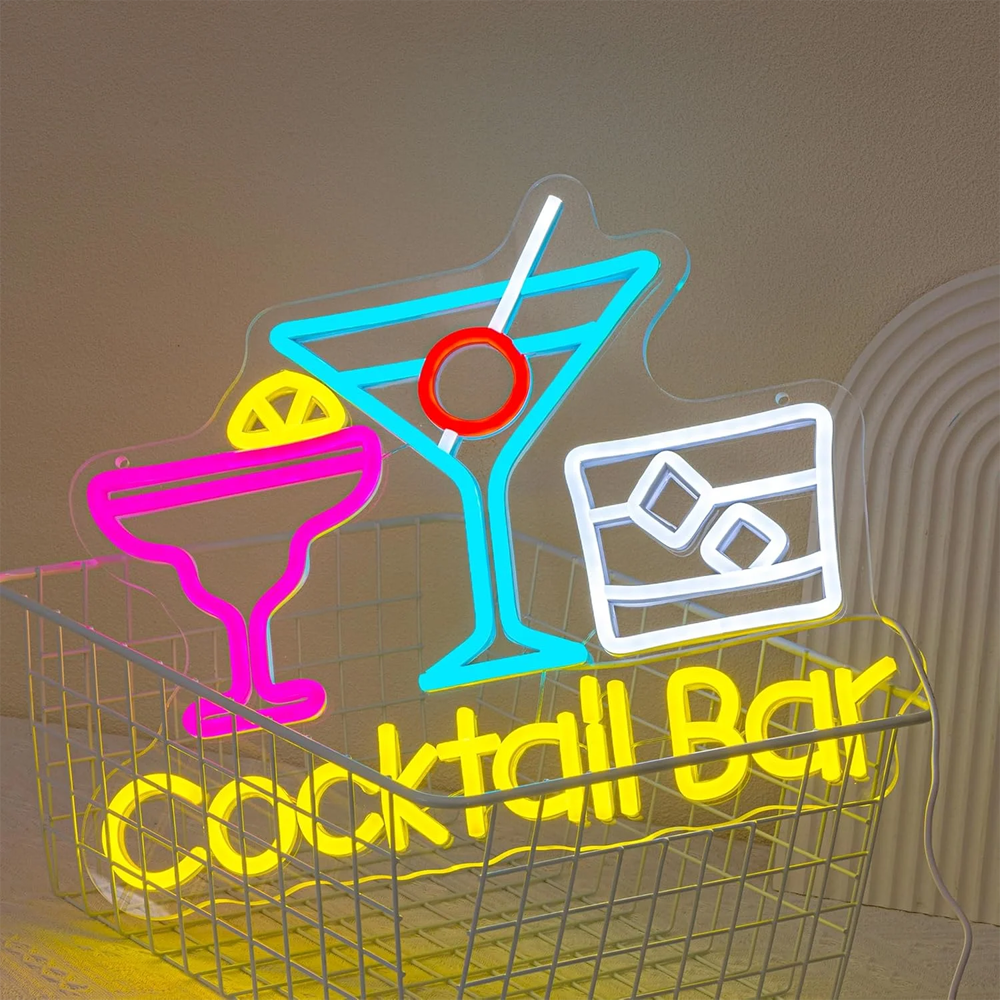 Bar Open Neon Sign Cocktail Bar Led Neon Light Room Decoration Dimmable ...