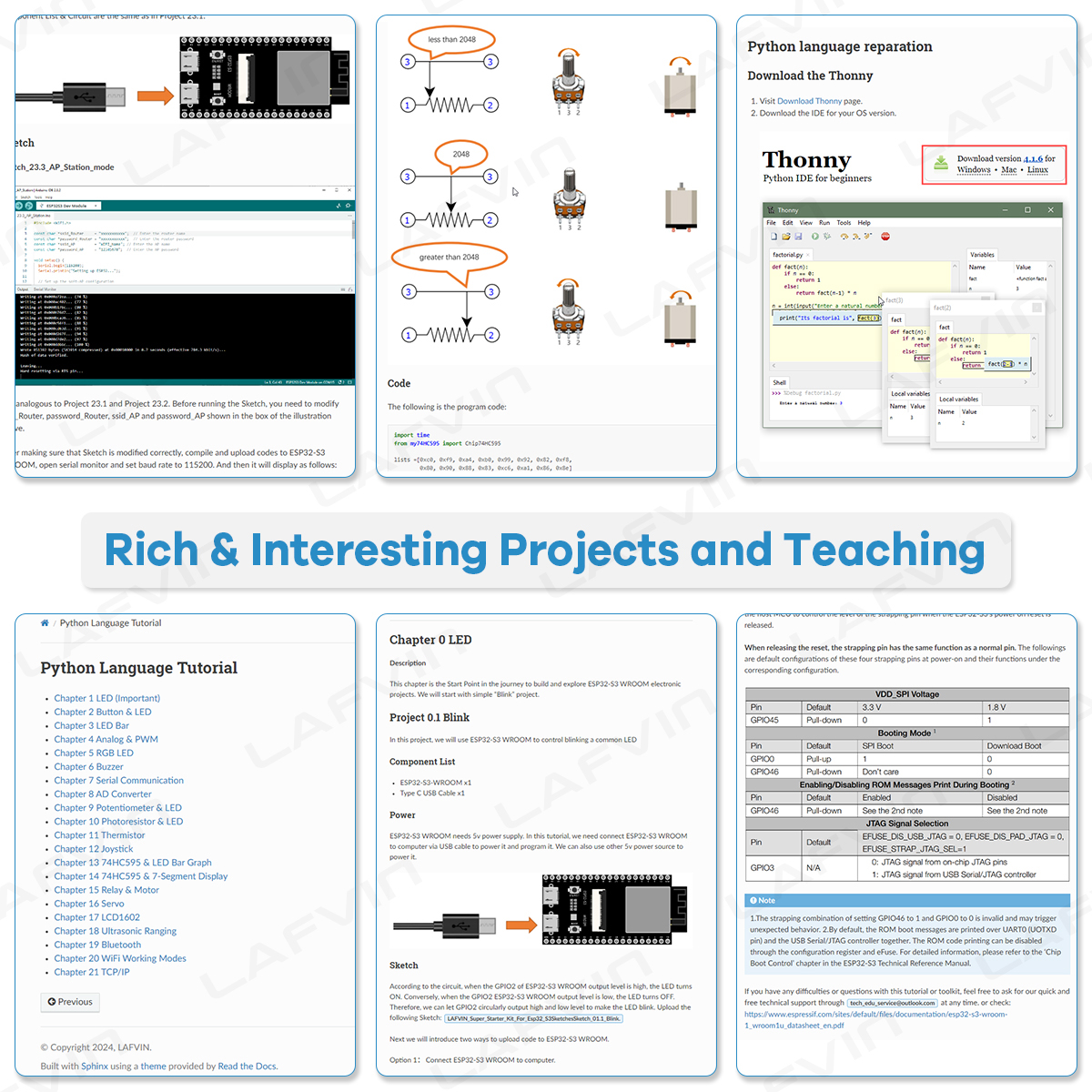 LAFVIN Basic/Ultimate Starter Kit for ESP32-S3-WROOM, Compatible with ...