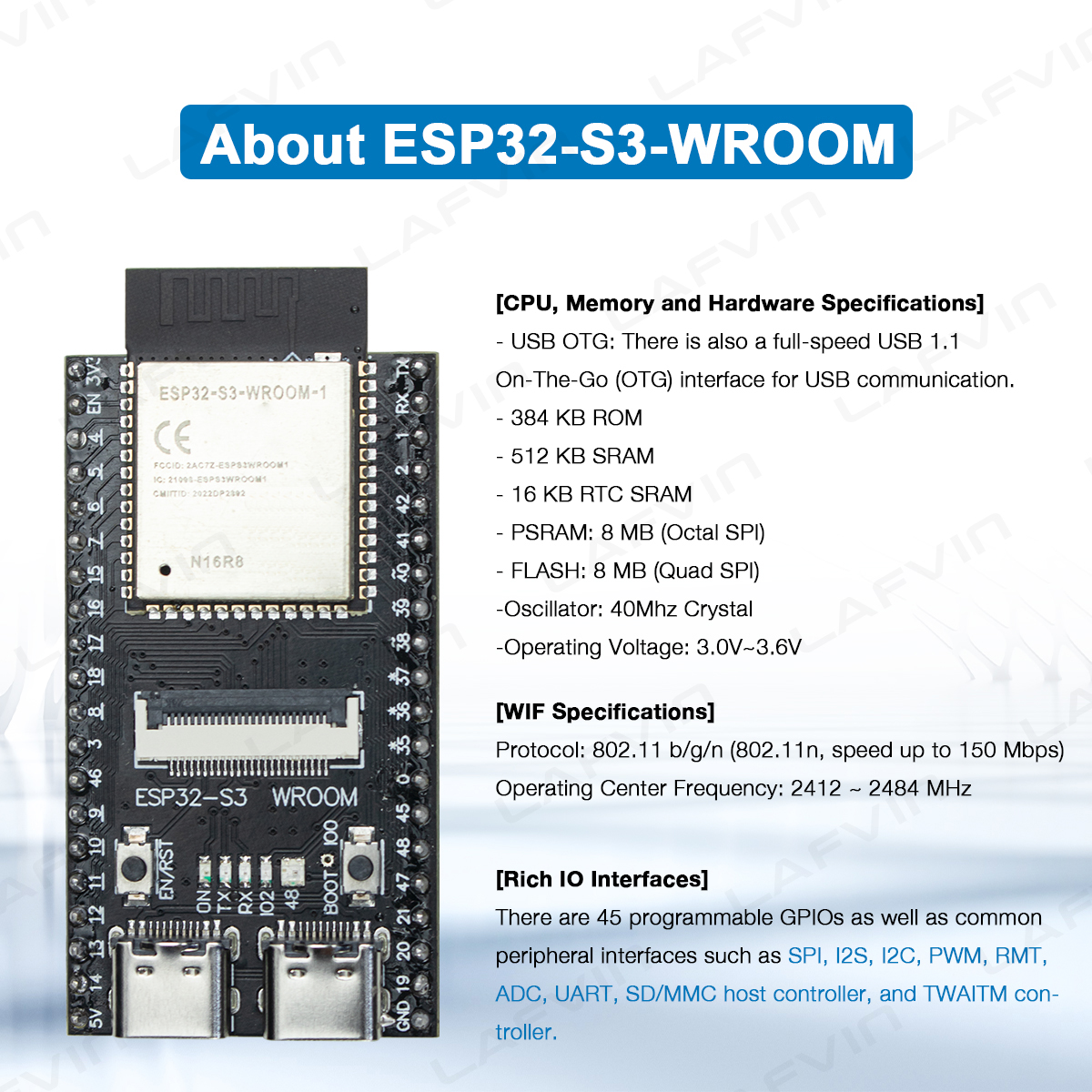 LAFVIN Basic/Ultimate Starter Kit for ESP32-S3-WROOM, Compatible with ...