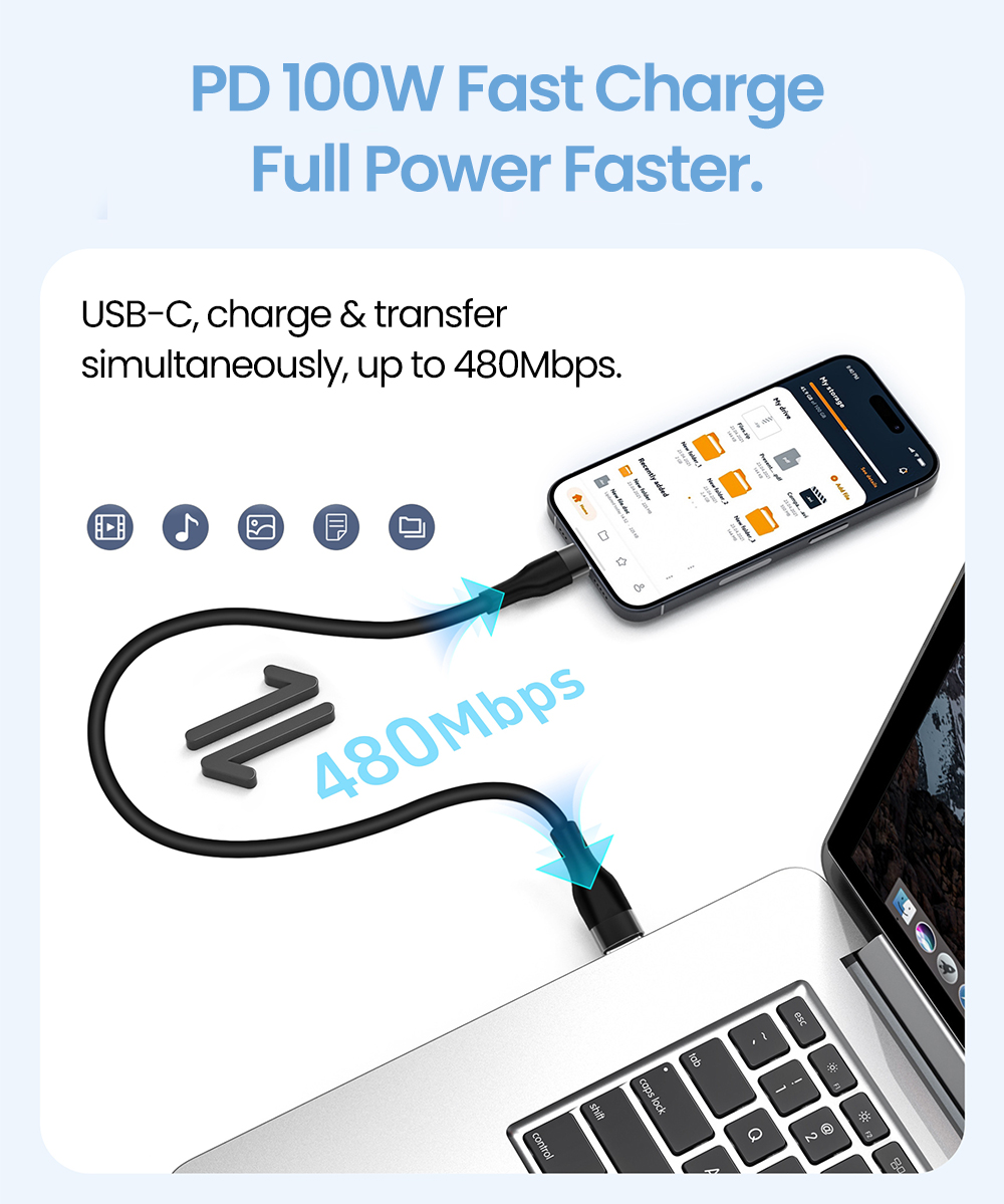 100W Short Type-C to Type-C Cable With E-mark 20V5A Portable Super Fast ...