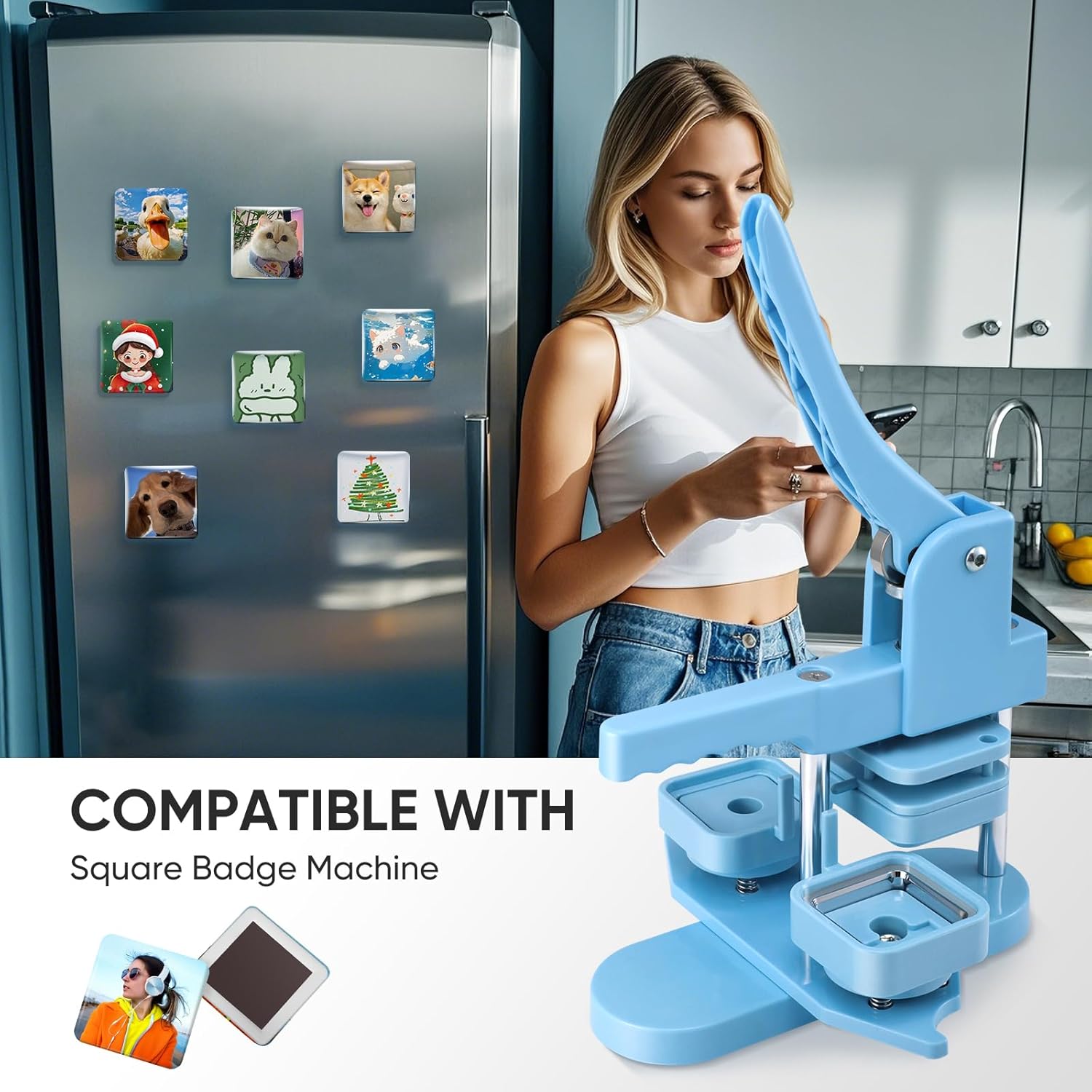 Local delivery+COD Square Refrigerator Badge Press Machine Rotating ...