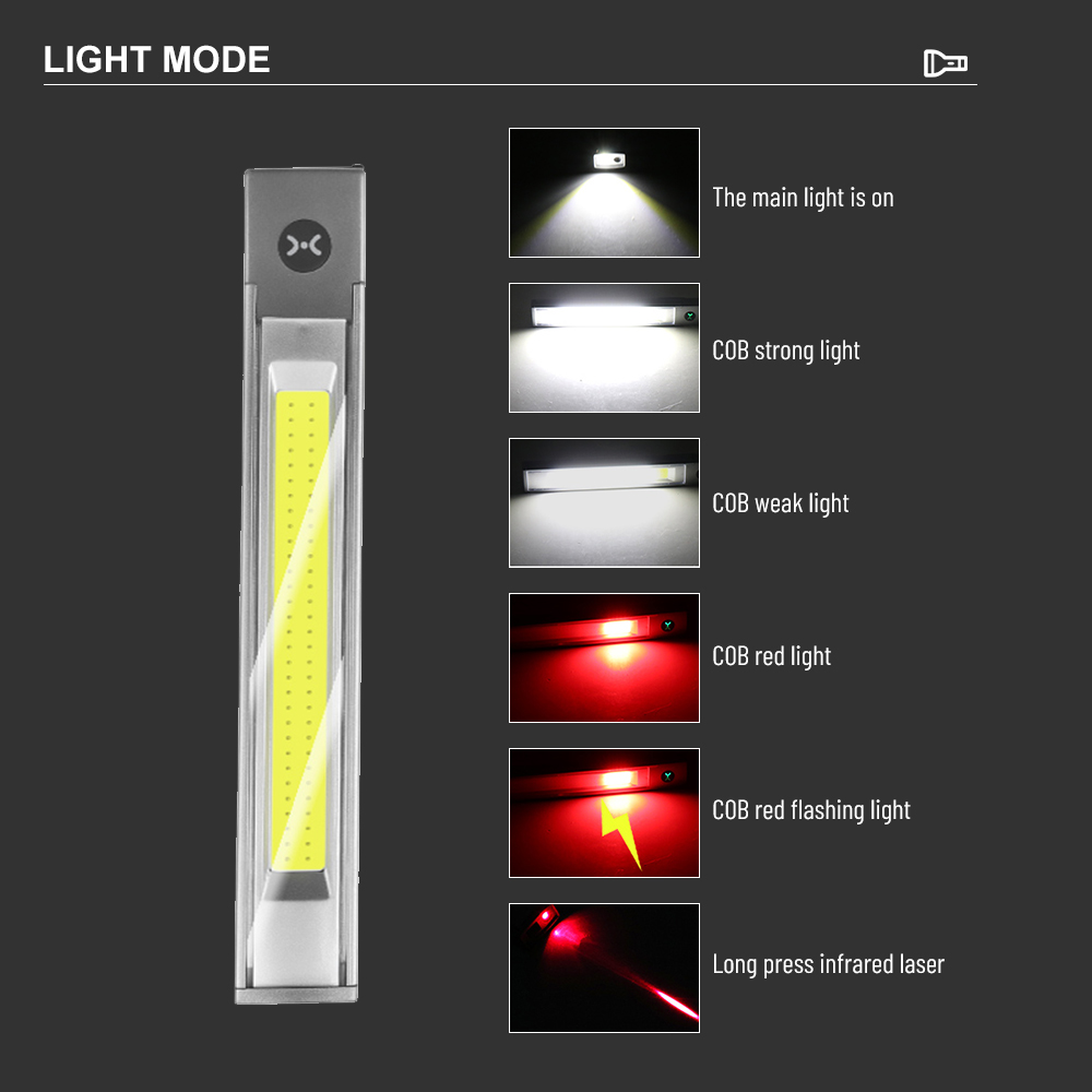 Asafee K-512 Outdoor Camping Mini LED COB Flashlight White Red Light ...