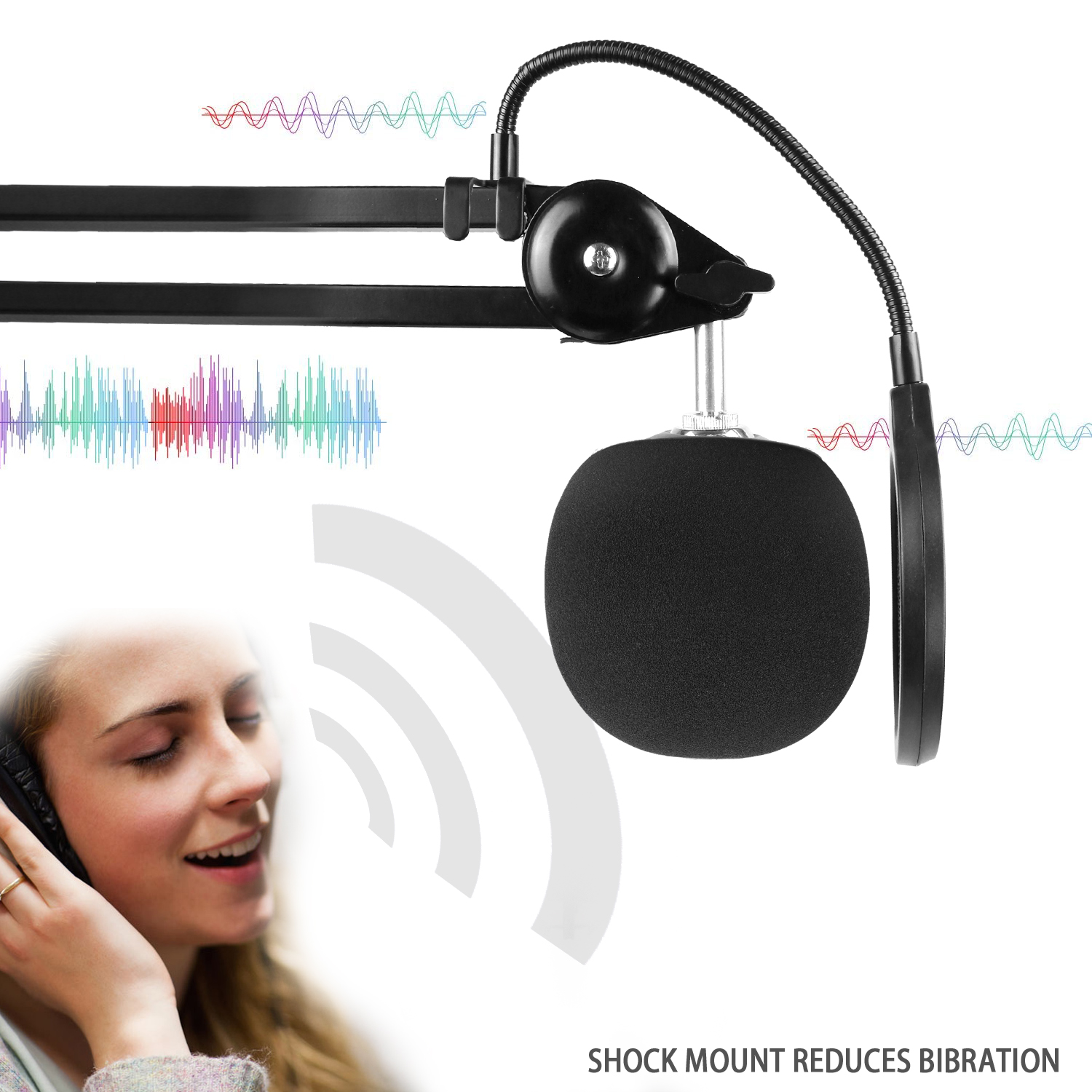 Snowball Mic Pop Filter - 4 Inch 3 Layers Windscreen with Flexible 360 ...