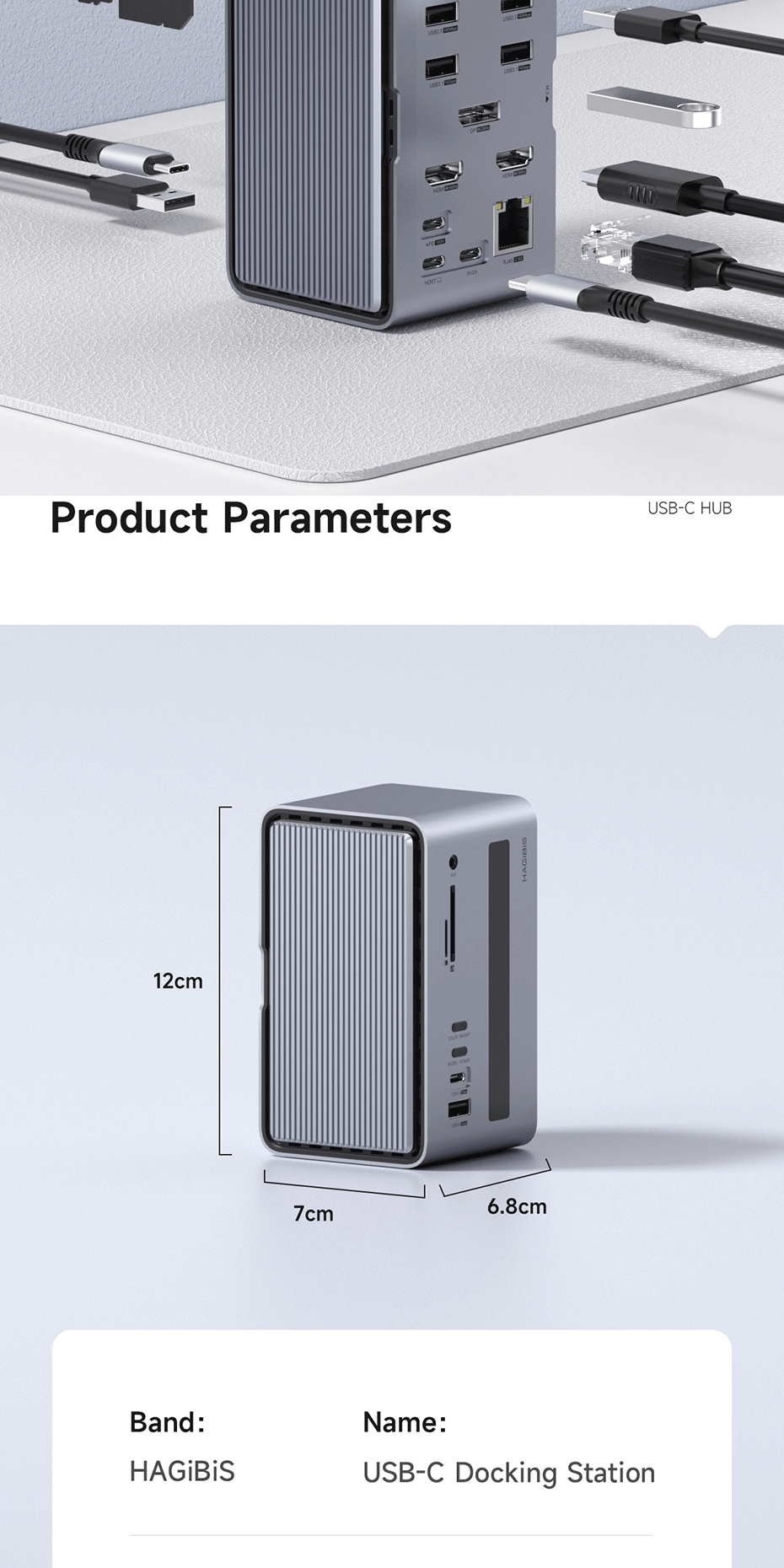 HAGiBiS Monitor LED Strip Light Dual USB C Docking Station (100W ...