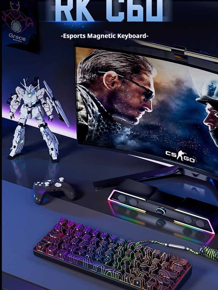 RK C60 Gaming Magnetic Axis Customized RGB Mechanical Keyboard RT0.01MM ...