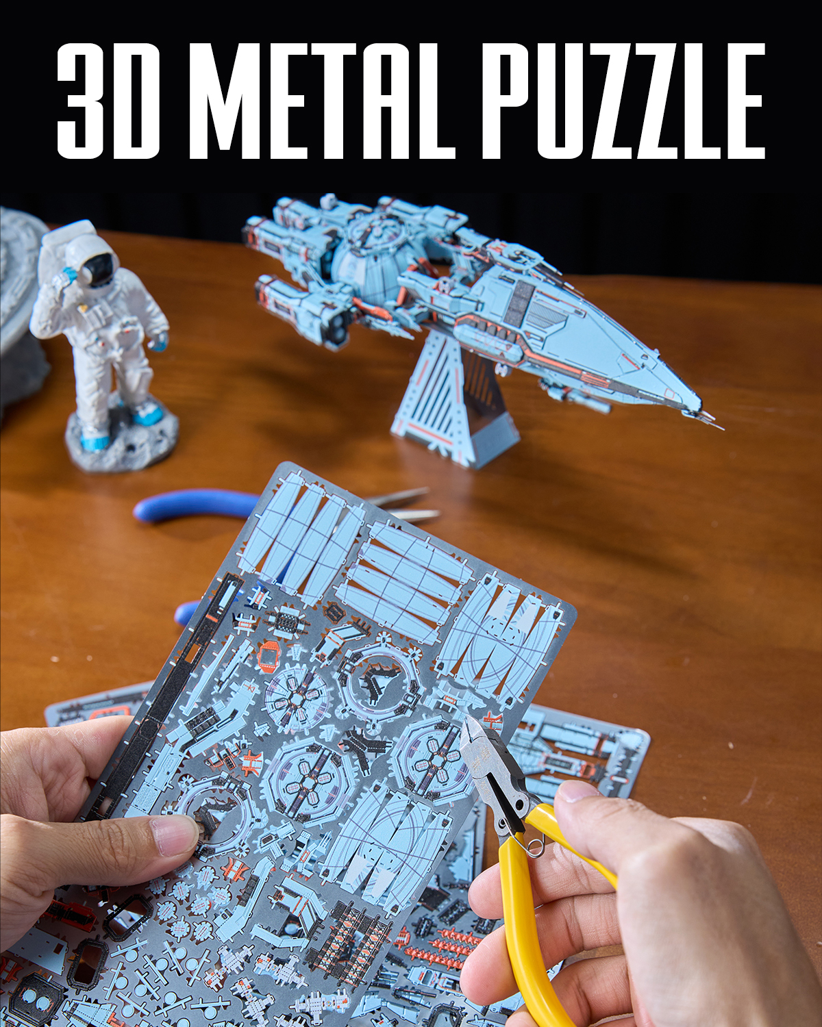 Piececool 3D Metal Model Kits for Adults Three-Body Blue Space Starship ...
