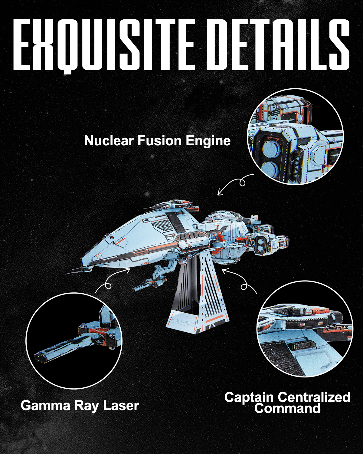 Piececool 3D Metal Model Kits for Adults Three-Body Blue Space Starship ...