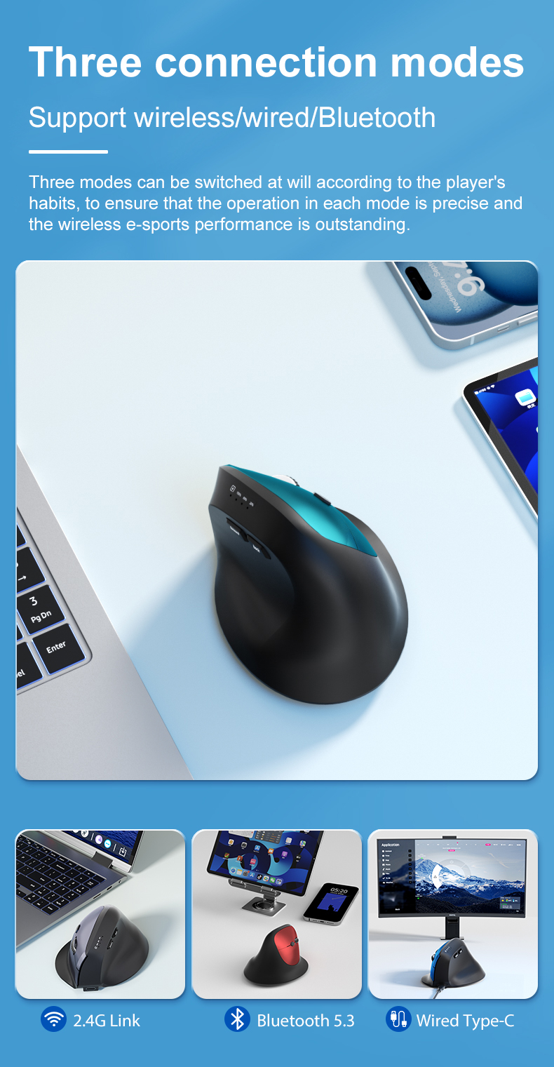 Wireless Ergonomic Mouse SM-7068T | 9600DPI Vertical Silent Click for ...