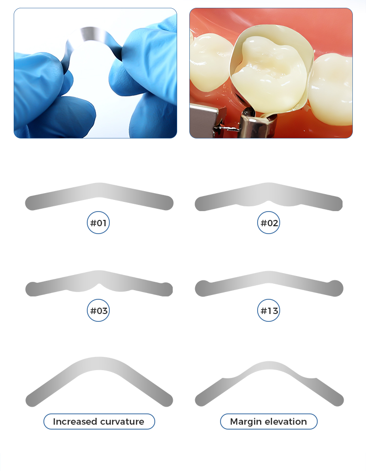 20pcs/bag Dental Matrix Bands Stainless Steel Large Increased Curvature ...