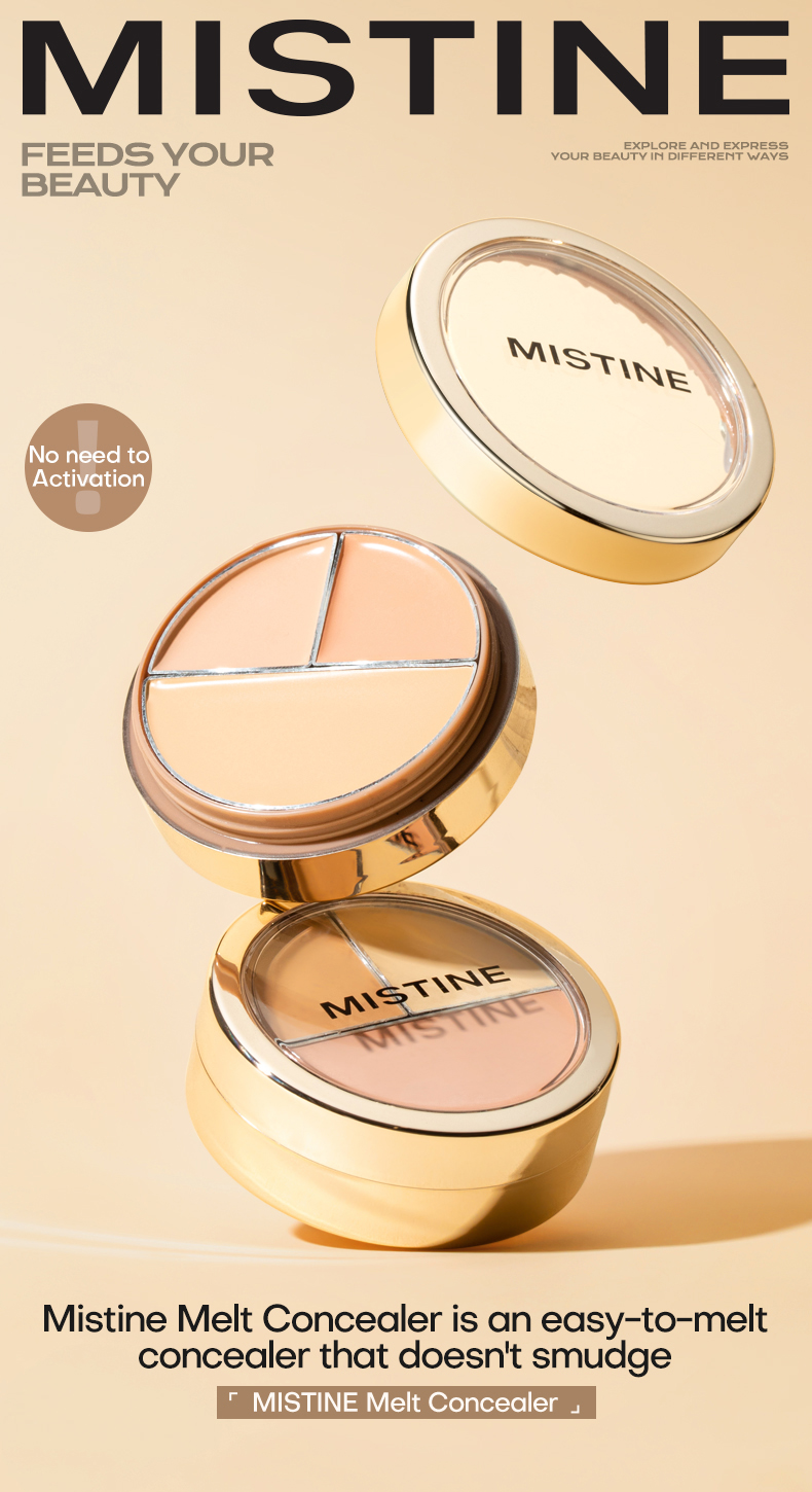 MISTINE Full Coverage Flawless Poreless 3 Color Cream Concealer Natural ...