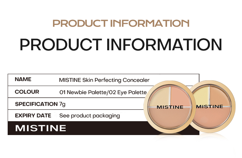 MISTINE Full Coverage Flawless Poreless 3 Color Cream Concealer Natural ...