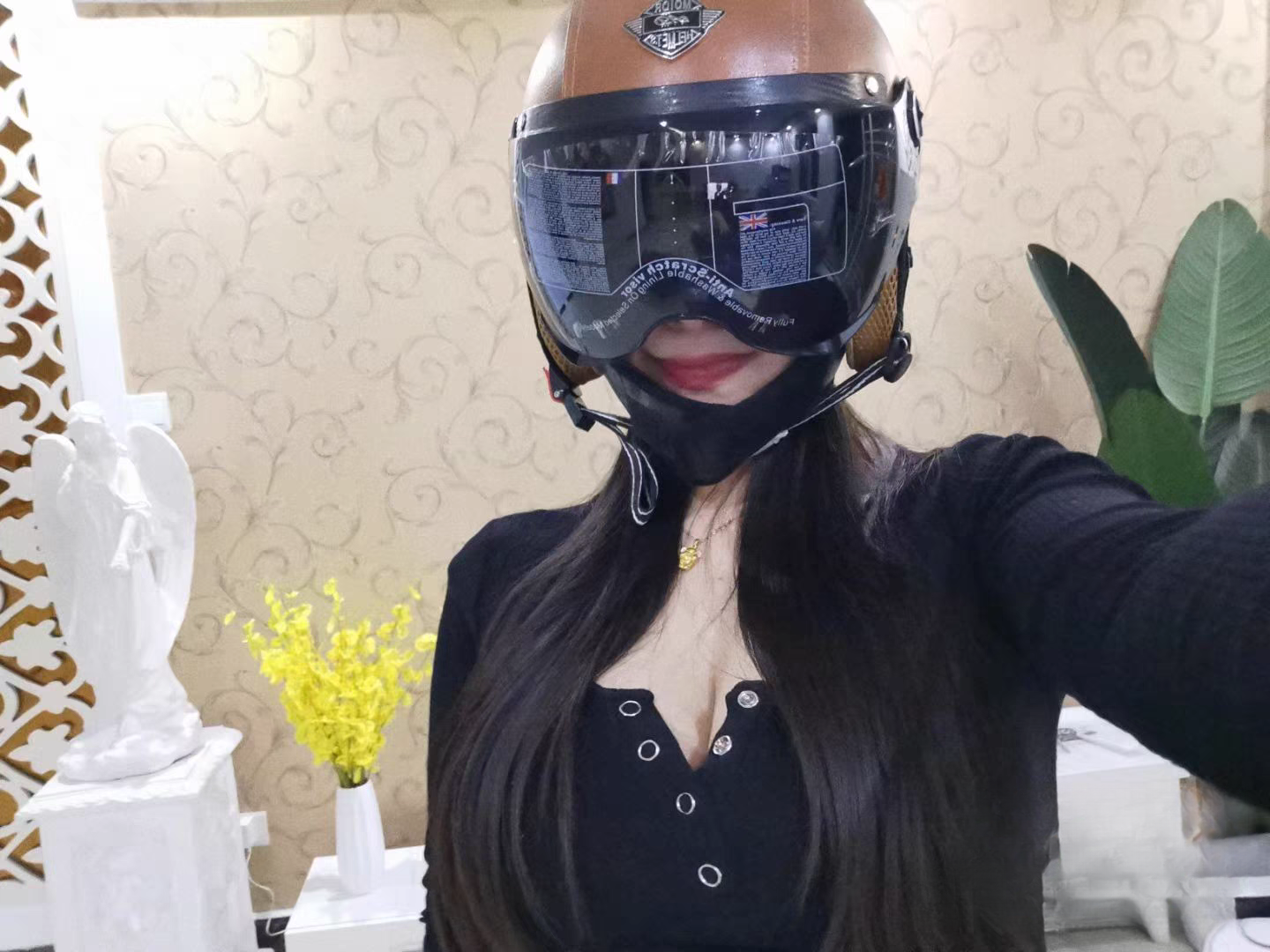 Motorcycle Retro Leather Helmet | Shopee Malaysia