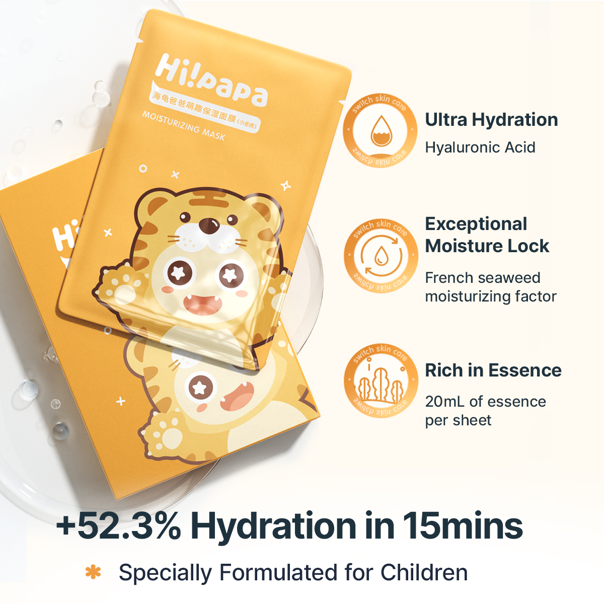Hi!papa Kids Facial Mask – Moisturizing & Gentle with Hyaluronic Acid ...
