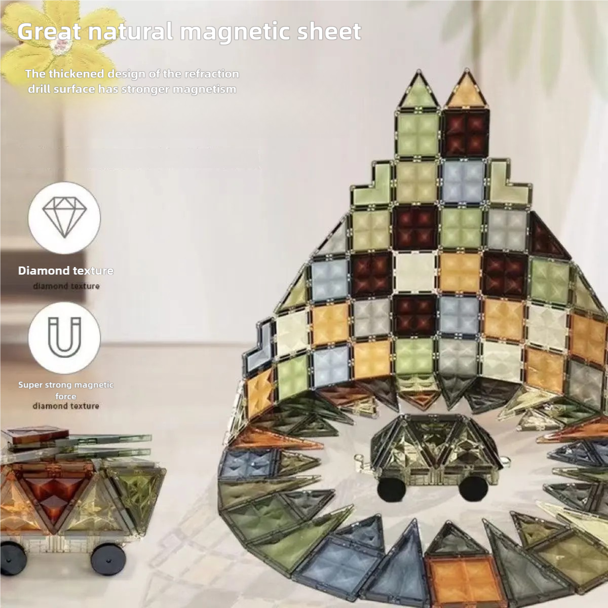 4D Nature Magnetic Tiles 100-Piece Set – DIY Educational Toy, Strong ...