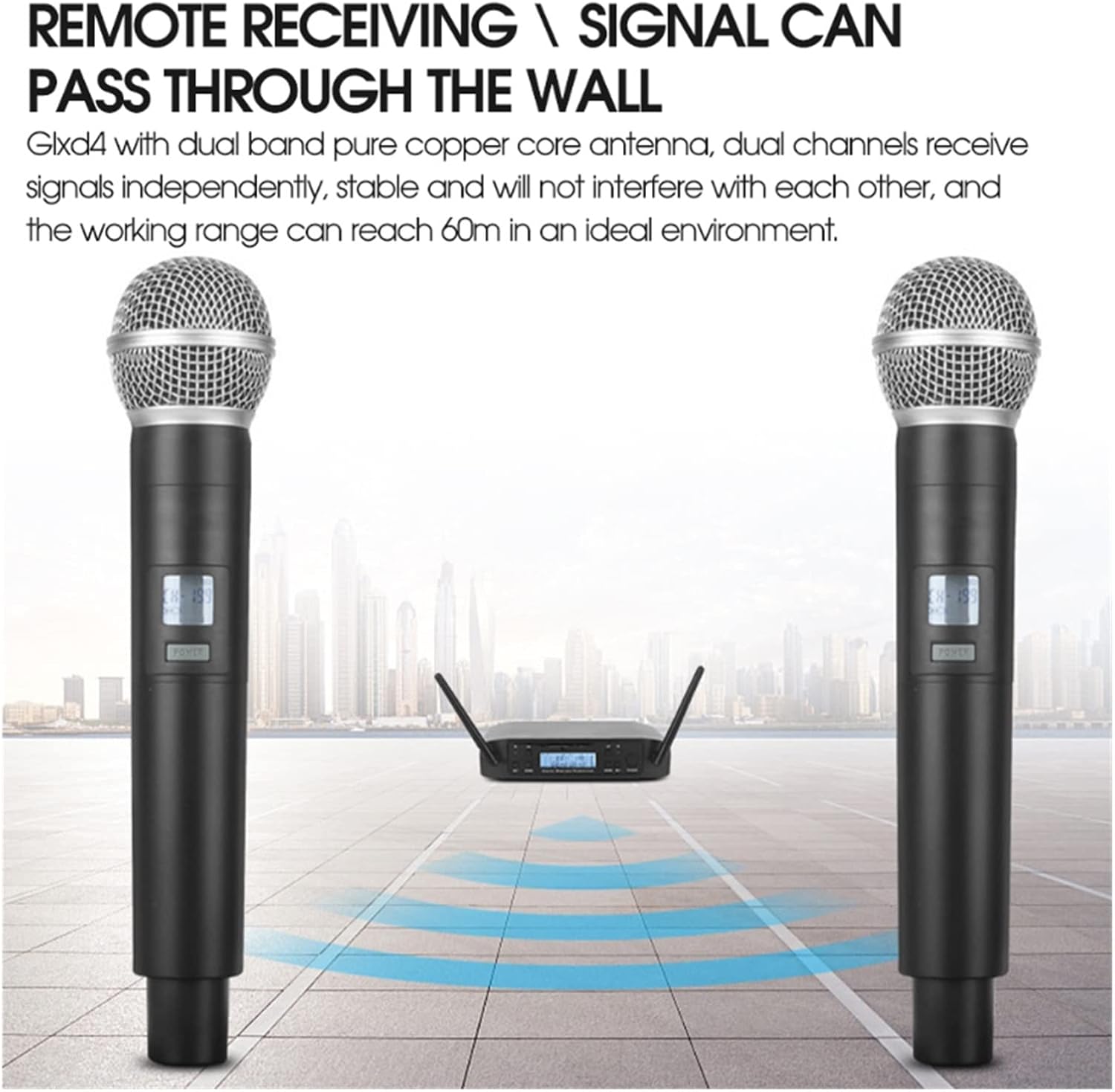 GLXD4 Wireless Microphone Professional Karaoke Dual UHF Wireless Dynamic Microphone System ...