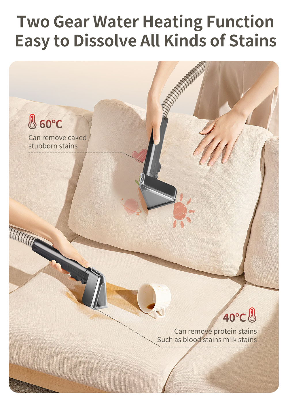 Simplus Pink Spot & Fabric Cleaner | 16,000Pa Suction | 40℃/60℃ Hot ...