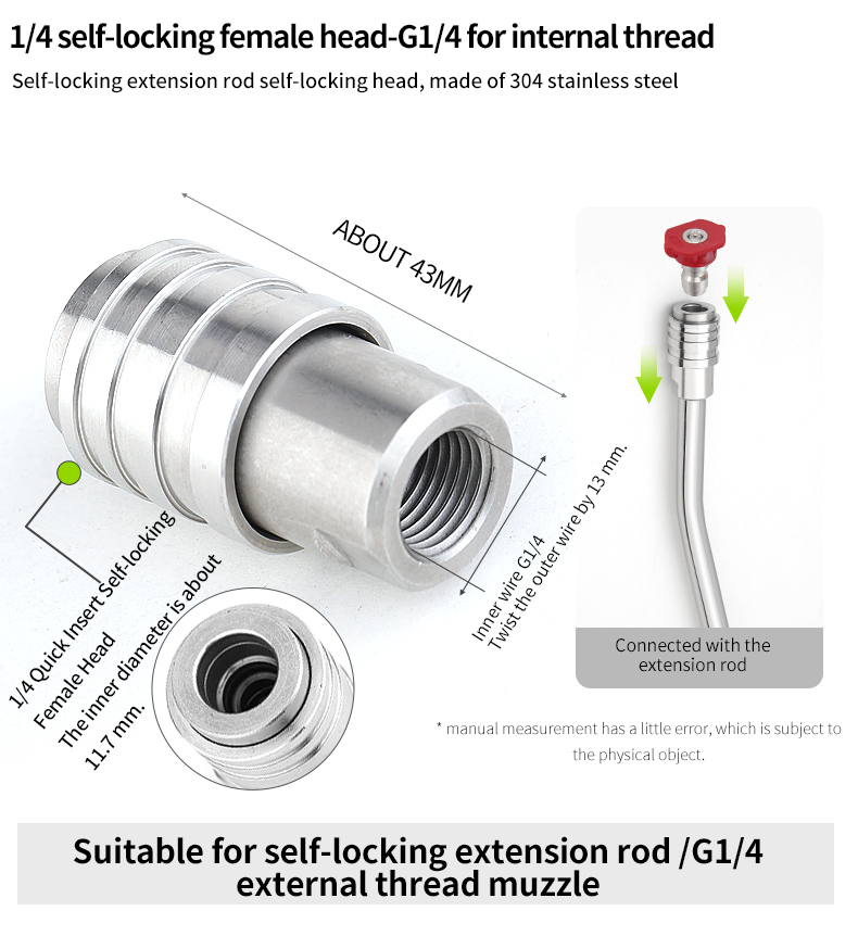 High-Pressure Water Gun Self-Locking Female Quick Connector Stainless ...