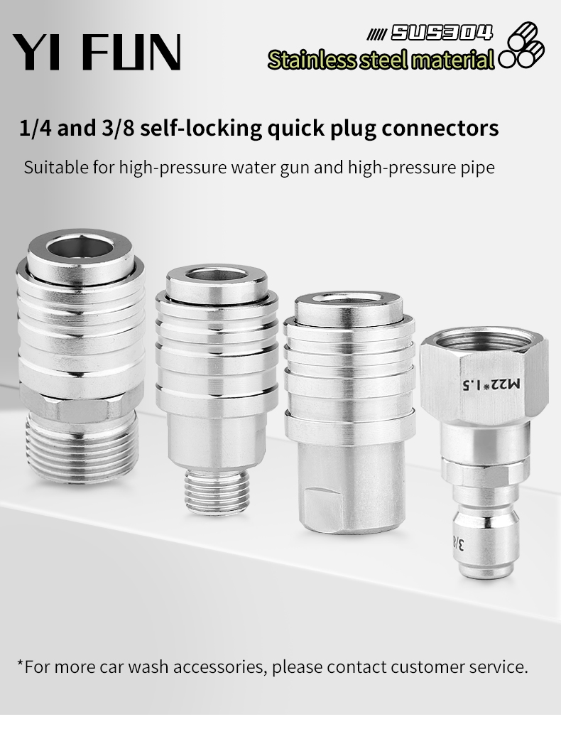 High-Pressure Water Gun Self-Locking Female Quick Connector Stainless ...