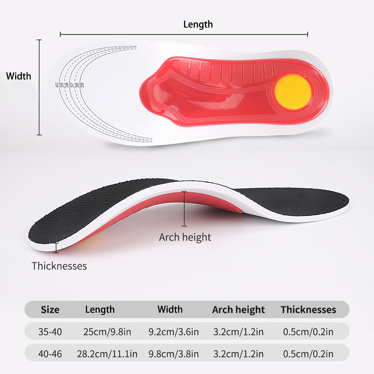 Orthopedic Arch Support Insoles | Shock-Absorbing Inserts for Plantar ...