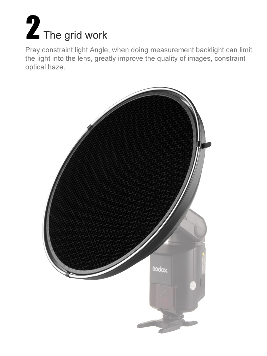 Godox AD-S3 Beauty Dish Reflector with Honeycomb Cover for Godox Witstro AD200 Pocket Flash ...
