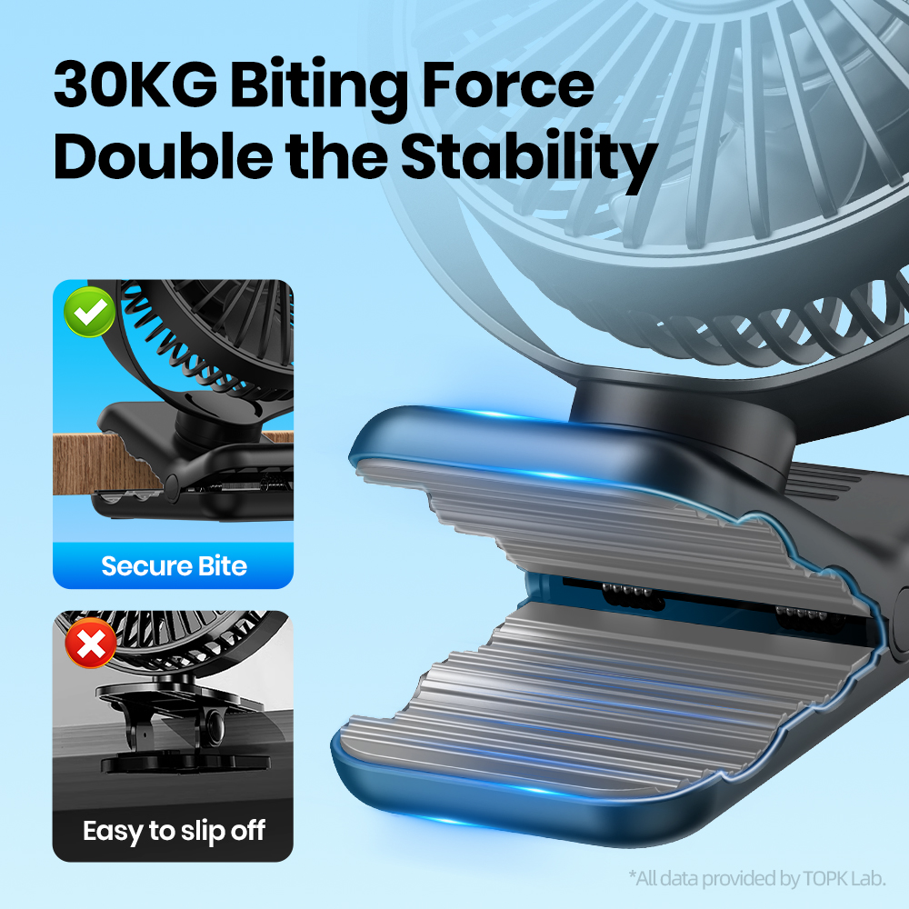 TOPK Small USB Desk Fan 3 Speeds Rotation Ultra-Quiet for Home Office ...