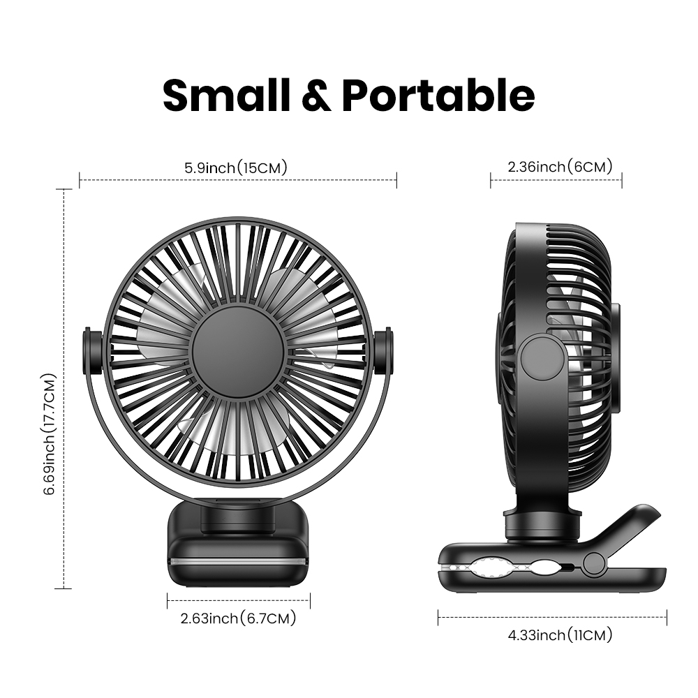 TOPK Small USB Desk Fan 3 Speeds Rotation Ultra-Quiet for Home Office ...