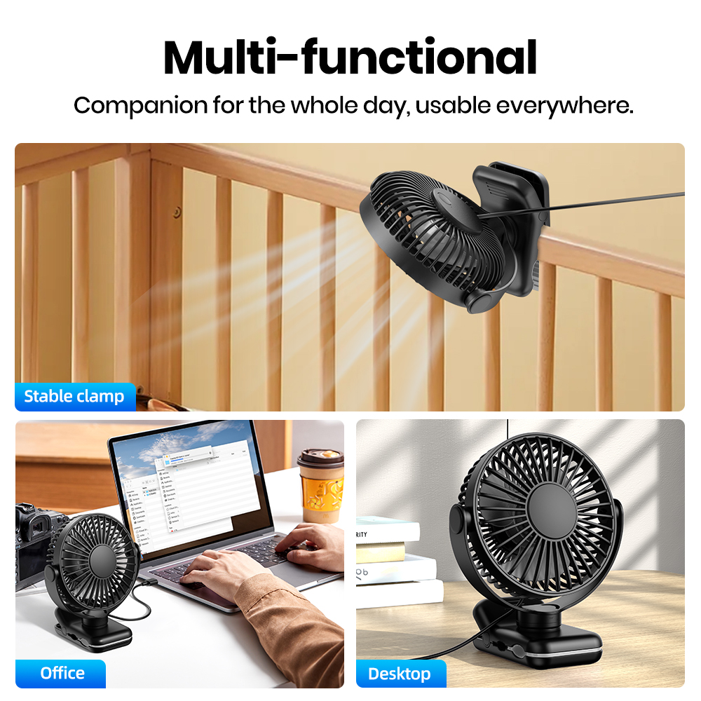 TOPK Small USB Desk Fan 3 Speeds Rotation Ultra-Quiet for Home Office ...