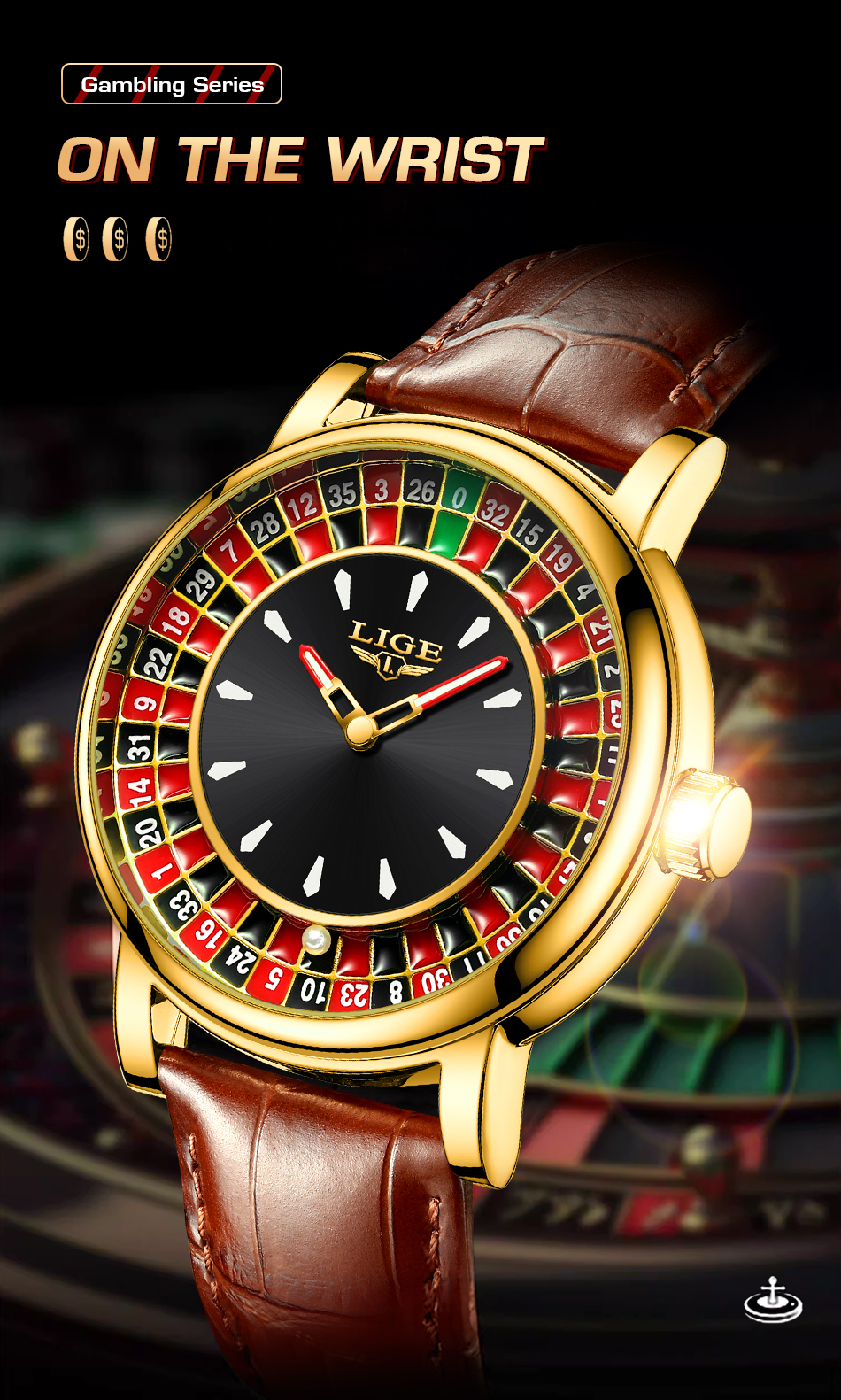 LIGE Jam Tangan Lelaki Watch Unisex Rotating Dial Roulette Waterproof ...